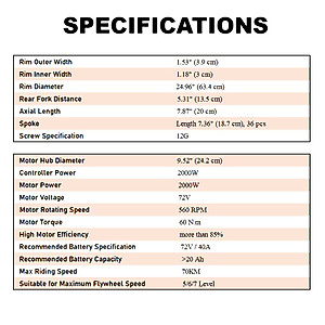 Harbin-Star Electric Bike Conversion Kit, 72V 2000W 27.5" Rear Wheel Powerful Motor E-Bike Conversion Kit, Electric Bicycle Motor Kit Dual Mode Controller W/LCD Display Twist Throttle PAS