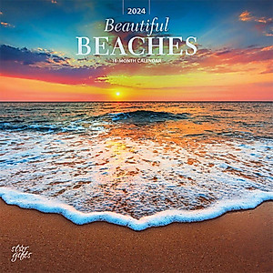 Beautiful Beaches | 2024 12 x 24 Inch Monthly Square Wall Calendar | Sticker Sheet | StarGifts | Travel Nature Tropical