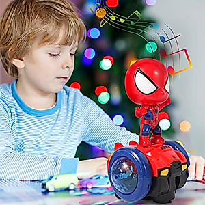 TOYLEMSAN Dancing Spider Robot Toys Interactive Musical Super Héró Car Toy Flashing Lights Intelligent Interactive Educational Robot for Chirldent Day Birthday Gift Boys Girls Age 2 3 4 5 6 7 8 (Red)
