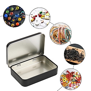 LIGHUFEIC 2 Pcs Metal Rectangular Hinged Tins Metallic Hinge Tin Box,Mini Versatile Home Storage Container Kit with Lid,Ideal for Candies, Jewelry, Crafts & More(Black)