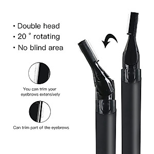 HAMTOD Eyebrow Trimmer, Electric Eyebrow Razor Battery-Operated Facial Hair Remover with Pivoting Head Eyebrow Trimming for Men with Comb, face shavers ,Painless for Face Chin Neck, Upper-Lip
