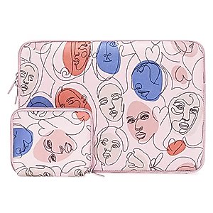 MOSISO Laptop Sleeve Compatible with MacBook Air/Pro, 13-13.3 inch Notebook, Compatible with MacBook Pro 14 inch 2023-2021 A2779 M2 A2442 M1, One Heart One Earth Neoprene Bag with Small Case, Pink