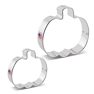 Pumpkin Cookie Cutters 2-Pc. Set Made in USA by Ann Clark, 4", 3"