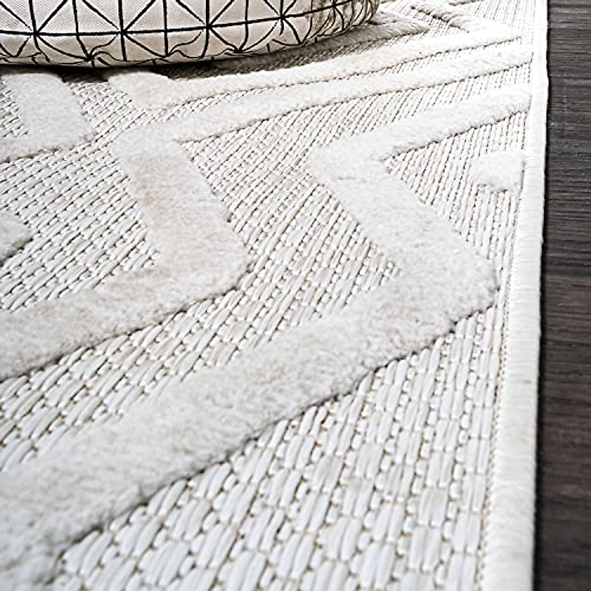 JONATHAN Y IBZ100D-5R Balansat Moroccan Diamond Indoor Outdoor Area-Rug Bohemian Geometric Easy-Cleaning Bedroom Kitchen Backyard Patio Porch Non Shedding, 5' Round, Ivory