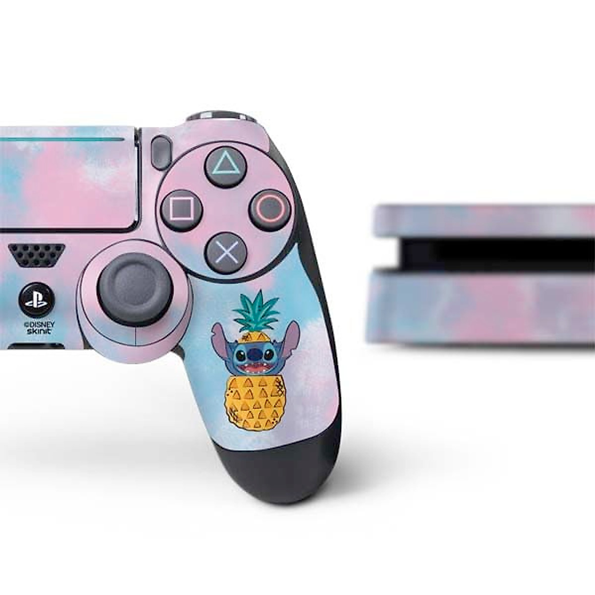 Skinit Decal Gaming Skin Compatible with PS4 Slim Bundle - Officially Licensed Disney Lilo and Stitch Pineapple Stitch Design