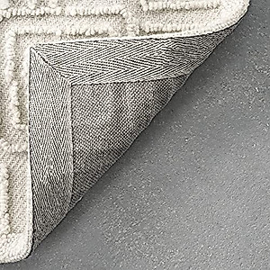 nuLOOM Joanna Hand Hooked Wool Tiled High Low Textured Area Rug, 8' x 10', Ivory