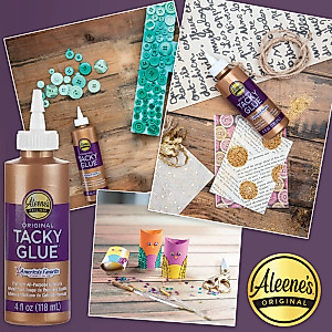 Aleene's Original Tacky Glue Craft Glue - 4Ounce, Tacky Glue, Quick Dry Tacky Glue for Crafts, Paper, Felt, Wood, Foam, Fabric - All Purpose Precision Craft Glue, Pixiss Wooden Art Dotting Stylus Pens