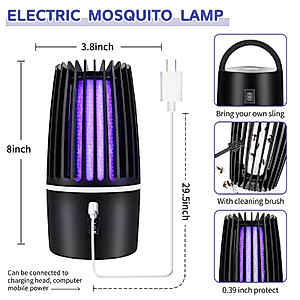 Bug Zapper Mosquito Repellent Outdoor Killer Lamp Outdoor 360°Coverage with USB Power,Indoor Insect Killer Trap for Gnat, Flies,Mosquito Bug Powerful Efficient Light(with Plug)