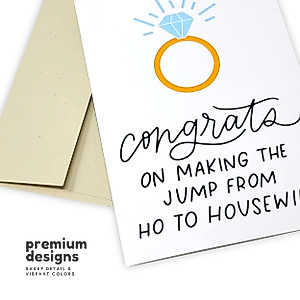 Sleazy Greetings Funny Wedding Card For Bachelorette Party Bridal Shower - Congrats On Making The Jump From Ho To Housewife - Funny Congratulations Card For Bride To Be