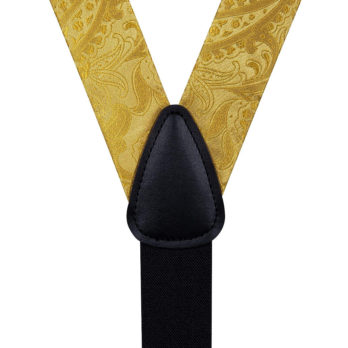 DiBanGu Gold Suspenders for Men Heavy Duty Yellow Suspenders and Bow Tie Set Adjustable Y-Back Mens Trouser Braces