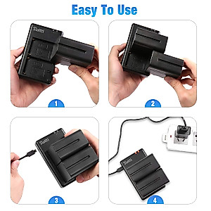 Switti NP-F750 Battery Charger Set, 2 Pack 5600 mAh Replacement Batteries Compatible with NP-F550, F570, F750, F770, F930, F950, FM55H, FM500H, QM71, QM91, QM71D and Video Light