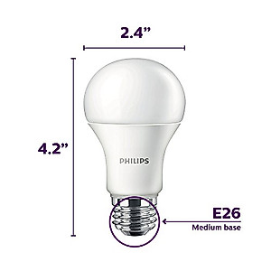 Philips LED Non-Dimmable A19 Frosted Light Bulb: 1500-Lumen, 2700-Kelvin, 14.5-Watt (100-Watt Equivalent), E26 Base, Soft White, 6-Pack, 461995
