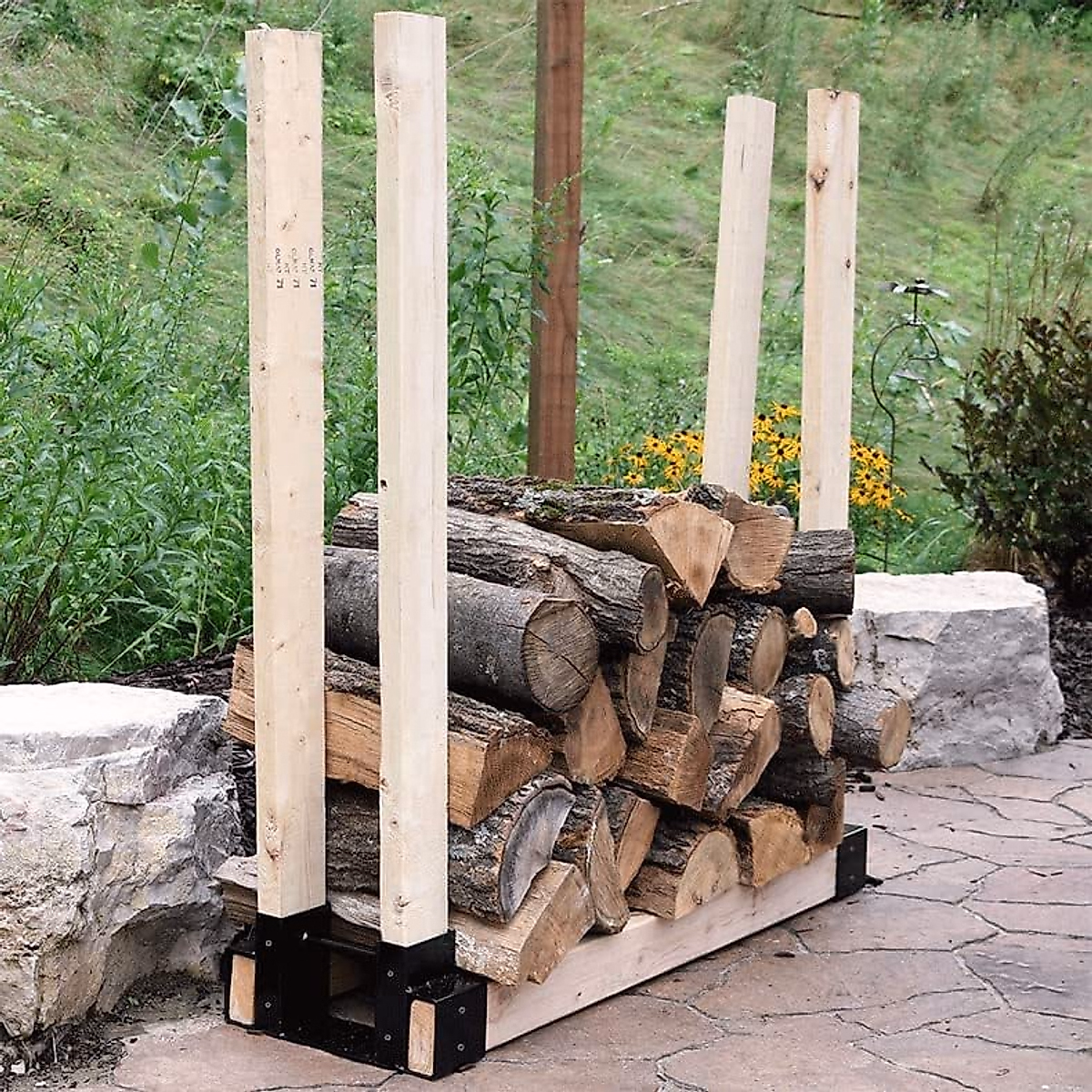 WANLISELL Firewood Log Bracket, 2 Pack Outdoor Firewood Rack Brackets ...