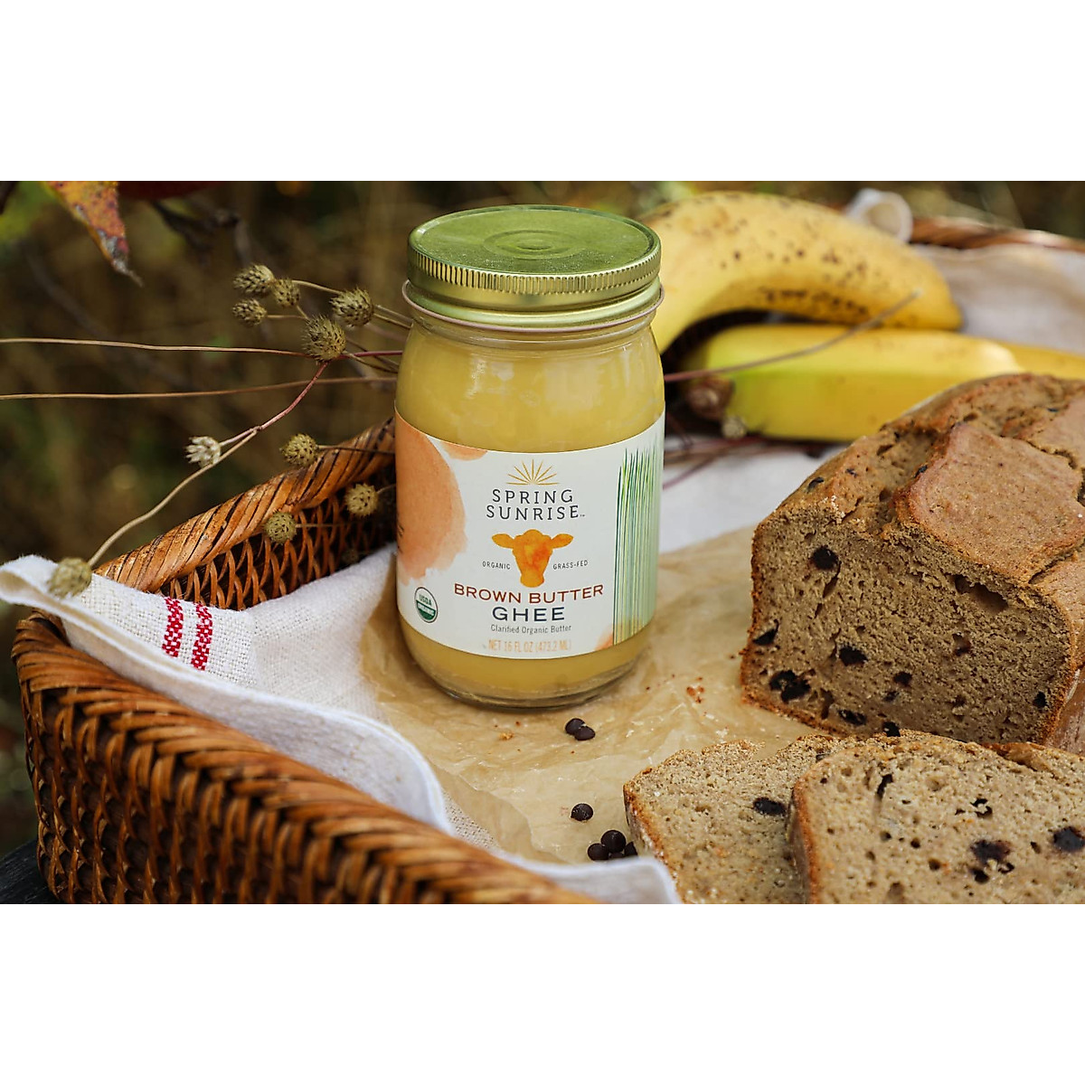 Spring Sunrise Brown Butter Ghee - Grass Fed Butter - Ghee Butter Organic Grass Fed - Ghee Clarified Butter - Ghee Butter - Ghee Organic - Grass Fed Ghee - Organic Ghee From Grass-fed Cows