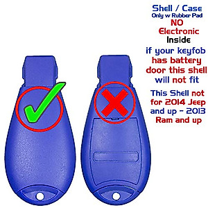 2 New Blue Keyless Entry 3 Buttons Remote Key Fob Shell / CASE M3N5WY783X, IYZC01C 56046707AE for Chrysler Town Country Dodge Challenger Charger Durango Grand Caravan Journey Ram