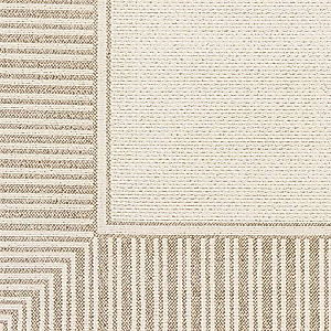 Livabliss Hampshire Solid Border Outdoor Area Rug, 7'3" Round, Brown