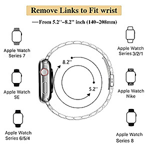MioHHR Slim Metal Band Compatible with Apple Watch Band 41mm 40mm 38,mm,Dressy Stainless Steel Chain Strap for Women iWatch Bands Series 9 8 7 6 5 4 3 2 1 SE,Silver