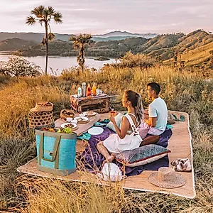 ifavo Premium Insulated Cooler Bag with HD Thermal Foam, Reusable Large Grocery Cooler Bag for Shopping Trip, Frozen and Hot Grocery Delivery,Outdoor Picnics,Beach Travel (Blue)