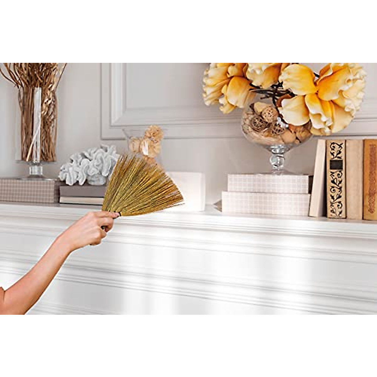 SN SKENNOVA - 11 inch Tall of Handmade Turkey Wing Whisk Broom Handcrafted Daily Wisk Broom for Office, Home, Workshop (11 inch Tall)