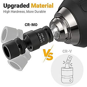Stocking Stuffers for Men, Mens Gifts for Christmas, Impact Swivel Socket Set Gadgets Tools for Men, CR-MO 1/4" 3/8" 1/2" Wobble Universal Joint Sockets Extension, Stocking Stuffers for Adults Women
