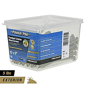 Power Pro 48618 Wood Screws, #10 x 6", Premium Outdoor Deck Screws, Rust Resistant, Epoxy Coated Bronze, 5lb Tub, 177 pcs