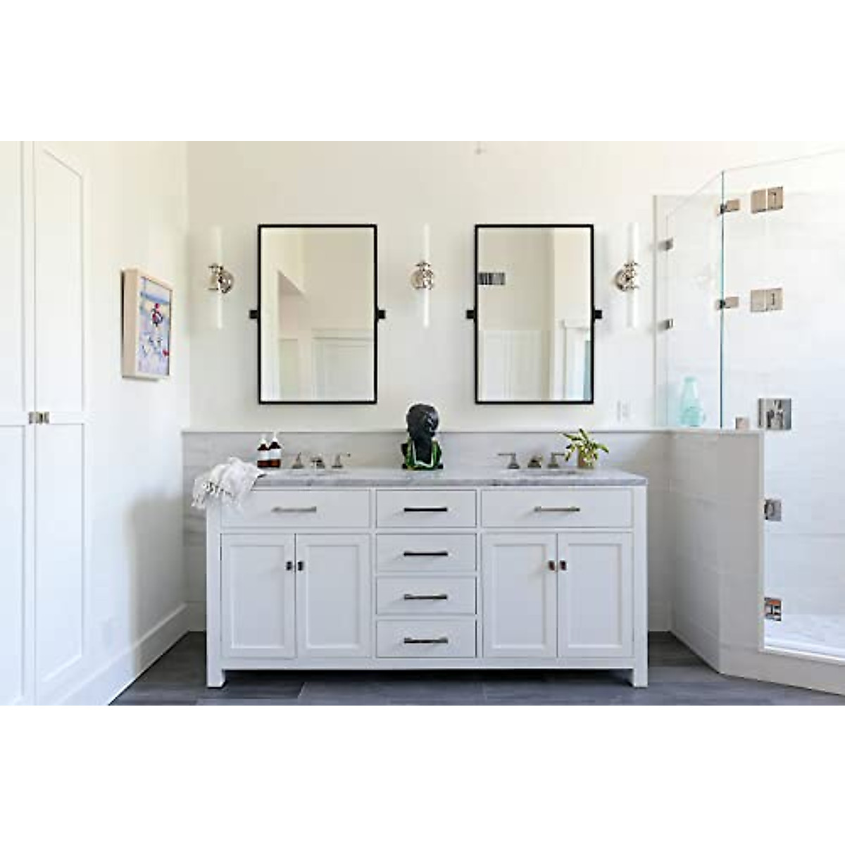 ANDY STAR Black Pivot Mirror, Rectangle Pivoting Mirror 24x36” Tilt Mirror Rectangular Pivot Mirror 1” Deep Set Design, Modern Farmhouse Tilting Mirror for Wall Hangs Vertical(Overall 27.75" x 36")