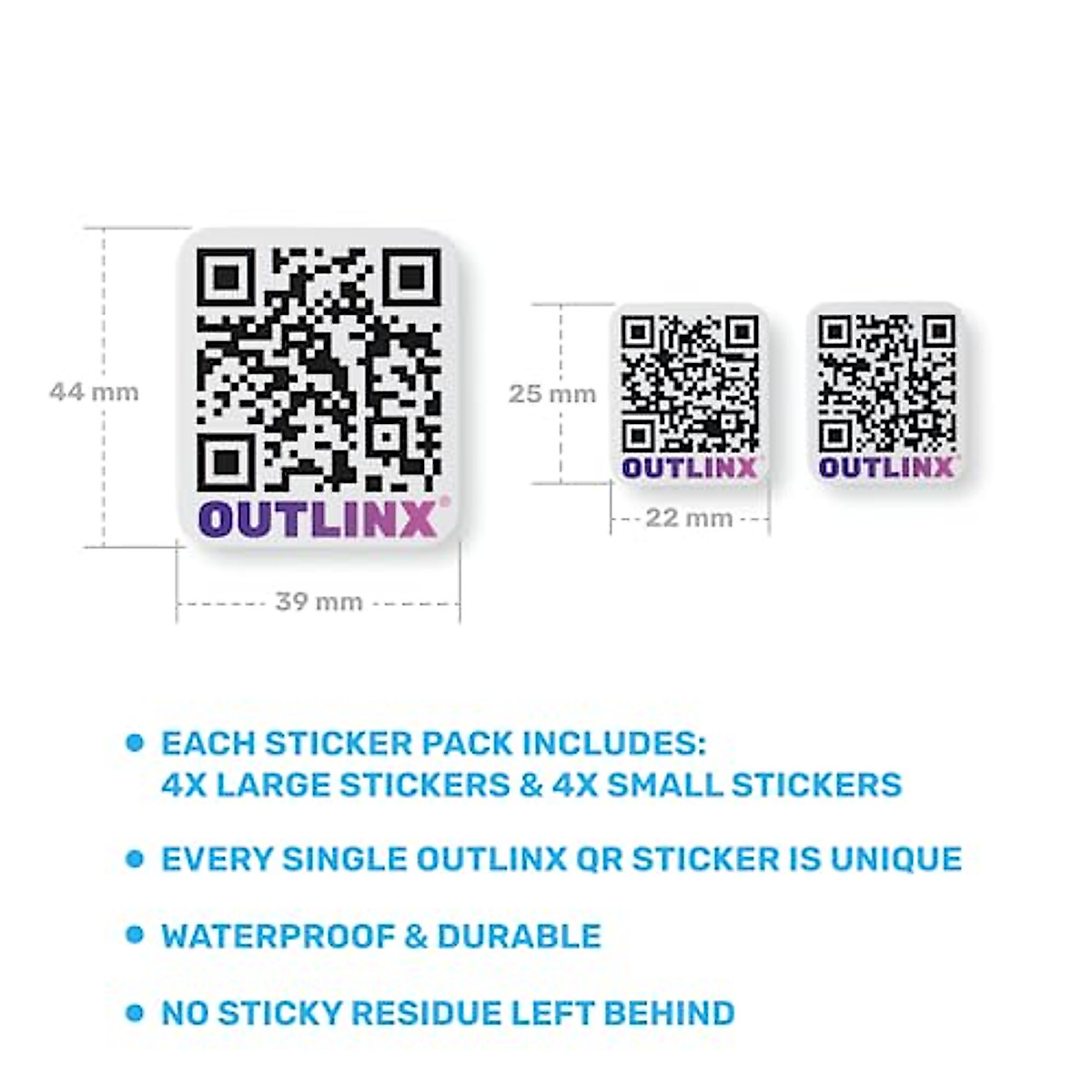 OUTLINX QR Smart Stickers | Stick Digital Notes to Your Things | The Original 4-Pack Bundle 32x Stickers