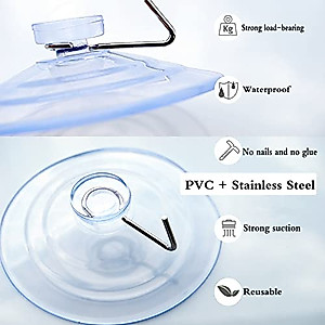 COLOGO 40 Pieces Suction Cup Hooks Assorted Size, Clear PVC Suction Cups with Metal Hooks Heavy Duty Removable Large and Small Wall Hooks for Kitchen Bathroom Shower Hanging Organizer Supplies