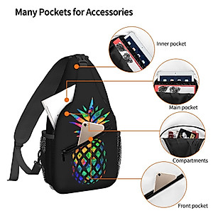 Famame Pineapple Sling Backpack Chest Bag Crossbody Shoulder Bag Gym Cycling Travel Hiking Daypack For Men Women