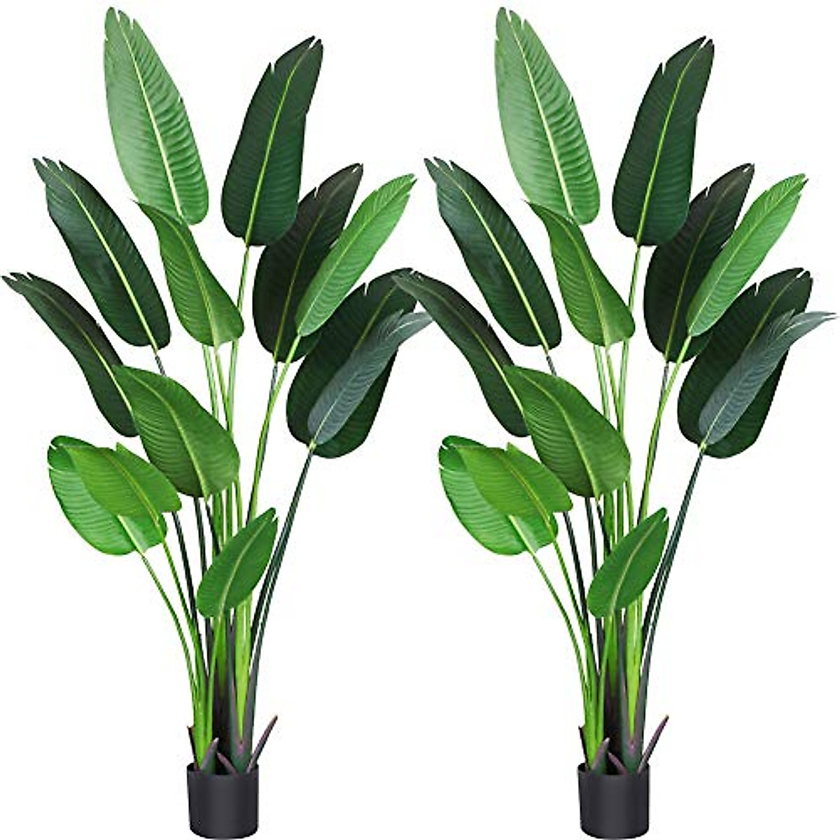 Fopamtri Artificial Bird of Paradise Plant 6 Feet Fake Palm Tree with 13 Trunks Faux Tree for Indoor Outdoor Modern Decoration Feaux Plants in Pot for Home Office Perfect Housewarming Gift,2 Pack