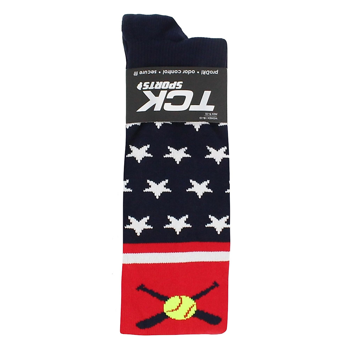 TCK Patriotic USA Softball Socks with Softball Bats (Navy/Red/White, Small)