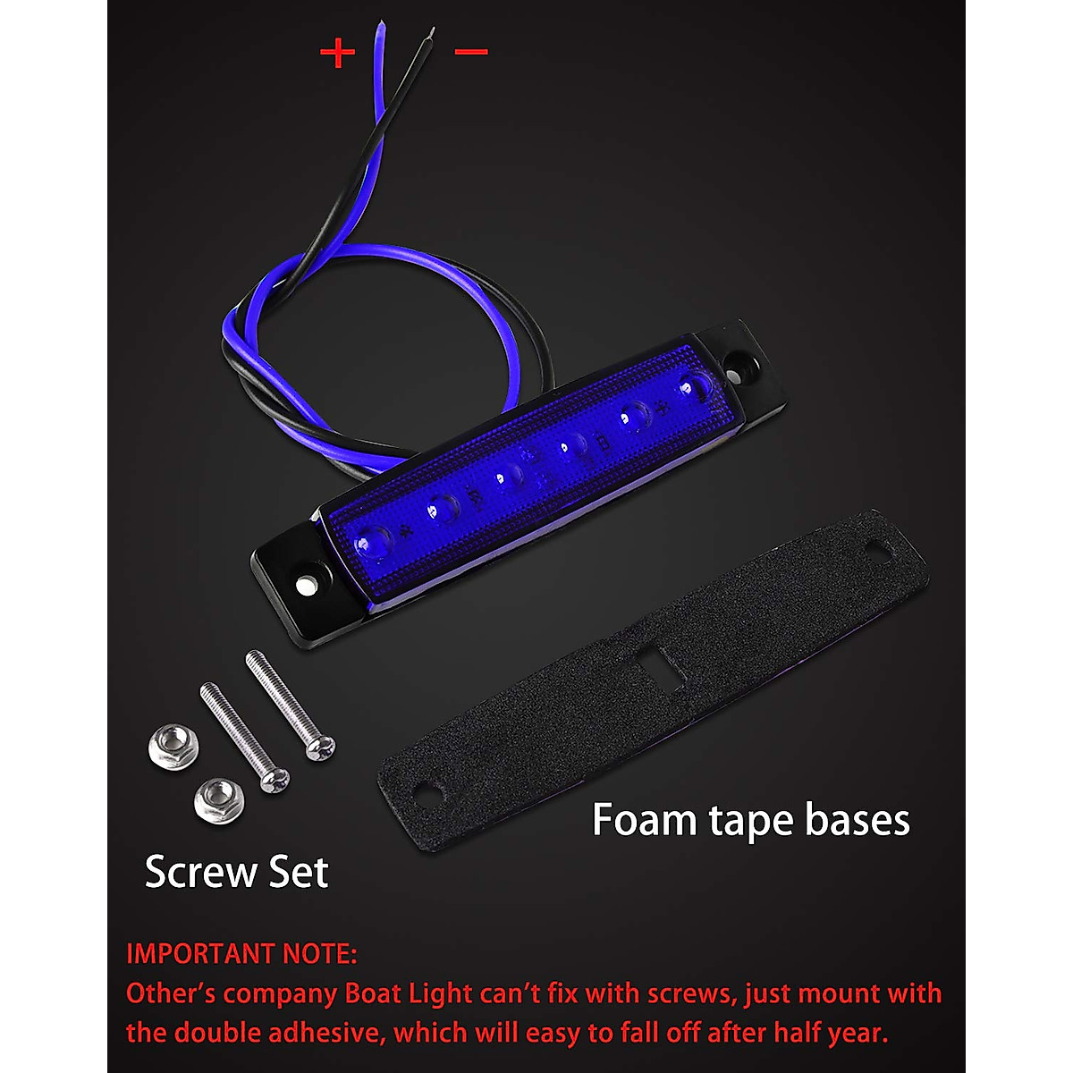 Shangyuan Marine Boat Lights, Utility Led Interior Lights for Deck Courtesy Transom Cockpit Light, 12v Waterproof Marine Lighs for Yacht Fishing Pontoon Boat Sailboat Kayak Bass Boat, Blue, 10PCS