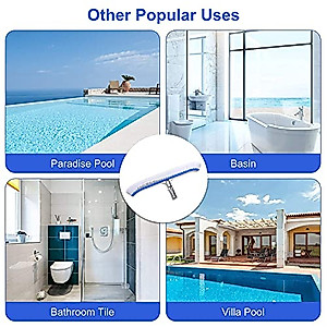 Swimming Pool Brush with Pool Skimmer Net Kit,17.5" Aluminum Pool Cleaning Brush with Nylon Pool Bristles, Heavy Duty Pool Fine Mesh Frame Net, Pool Cleaner Supplies(Pole not Included)