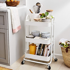 Amazon Basics 3-Tier Rolling Utility or Kitchen Cart - White