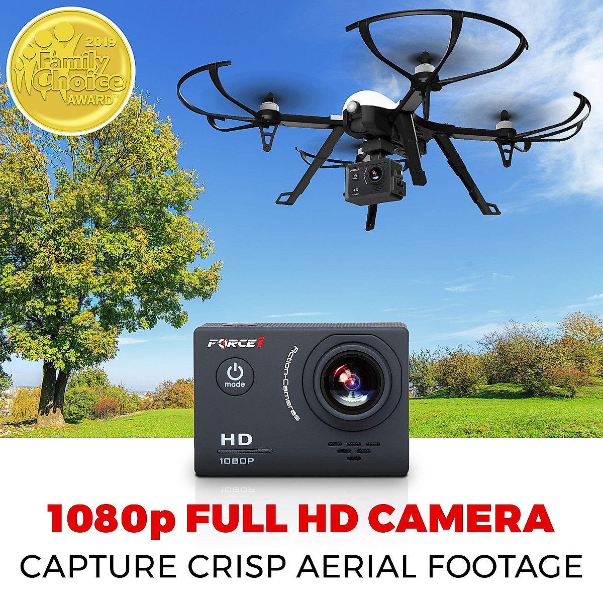 Force1 F100GP Drone with Camera for Adults or Teens- GoPro Compatible RC Drone with 1080p HD Video Camera Long Range Brushless Quadcopter with Remote Control, 2 Drone Batteries, 3 Drone Shells