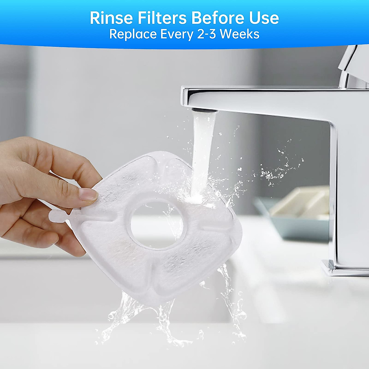 Vafrmii 4 Pack Replacement Filters & Replacement Pre-Filter Sponges for 67/95/135/85oz Automatic Pet Fountain, Cat Water Fountain Filters, Triple Filtration Dog Fountain Filter Replacement