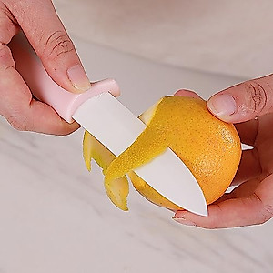 YUSOTAN Ceramic Paring Knife - 4-Inch with Sharp Ceramic Blade and Unique Hippopotamus Cover - Handle Fruit and Vegetables Kitchen Knife (Pink)