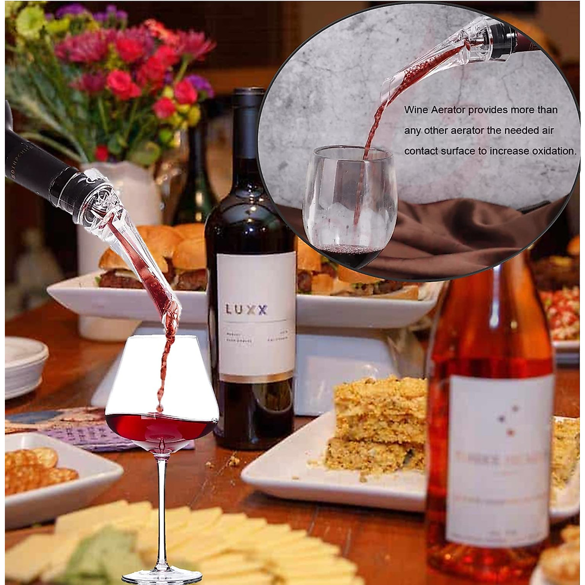 Wine Pourer Aerator Wine Aerator Pourer Spout Wine Decanter Wine Accessories and Gifts, Wine Aerator for Wine Bottle Wine Gifts for Women and Men Wine Air Aerator Pourer Clear