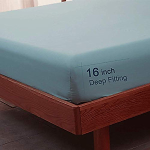 SONORO KATE Bed Sheet Set Super Soft Microfiber 1800 Thread Count Luxury Egyptian Sheets 16-Inch Deep Pocket，Wrinkle -3 Piece (Spa Blue, Twin XL)