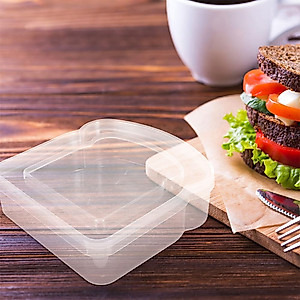 Luxshiny Toast Shape Sandwich Box 2pcs Clear Plastic Sliced Toast Holder Microwave and Freezer Safe Food Storage Container for Camping