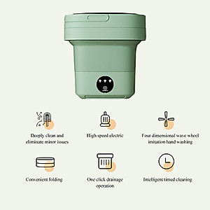 Portable Washing Machine and Dryer, 8L Foldable Washing Machine with Drain Basket Mini Washer with Disinfection Function Small washer for Apartment, Dorm, Camping, RV Travel Laundry