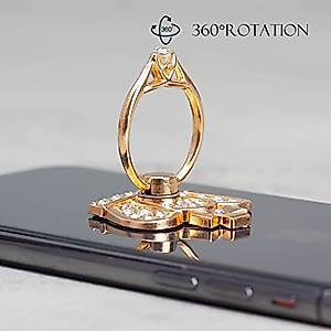 [2 Packs] Crown Glitter Bling Bling Phone Ring Holder, Sparkle Phone Ring Grip Artificial Diamond Stand,Rhinestone Cell Finger Ring for Phones,Pad