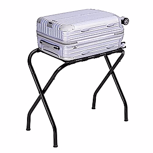 Heybly Luggage Rack, Pack of 4,Steel Folding Suitcase Stand for Guest Room Bedroom Hotel,Black,HLR001B4