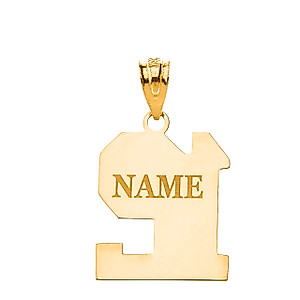 Certified 14k Yellow Gold Personalized Sports Charm Jersey Two Digits Number and Name Charm Pendant