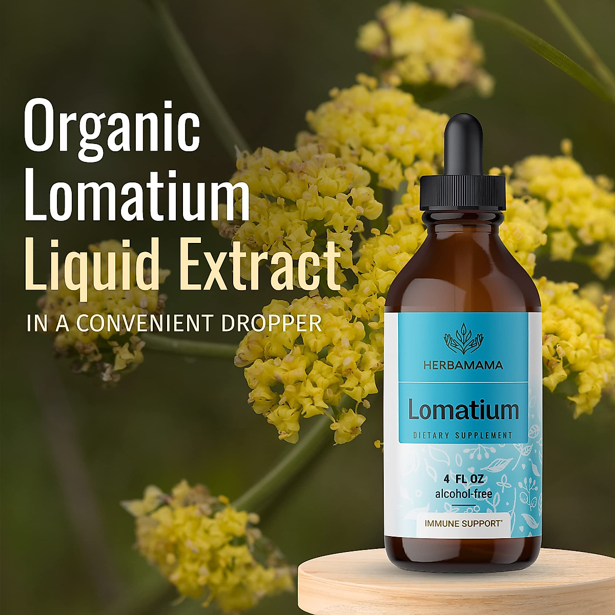 HERBAMAMA Lomatium Tincture - Organic Lomatium Root Drops (4 Fl Oz (Pack of 1))