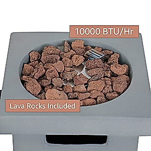 Portable Tabletop Fireplace Propane Gas Fire Pit, Concrete Outdoor Smokeless Fire Bowl, 10 inch, 10,000 BTU with CSA Certification for Camping, Patio, Outdoor Heating and Bonfire (Square-Light Gray)