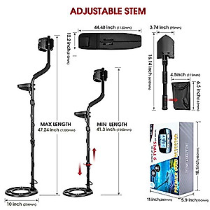Metal Detector for Adults Professional - High Sensitivity 10" Waterproof Search Coil, 4 Adjustable Modes, LCD Backlight Display, Pinpoint Function, Ideal for Gold Detection
