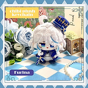 CALEMBOU Anime Plush Keychain for Backpack, 4" Cute Chibi Plush Figure,Furina Keychain Plush Anime Charms for Fans