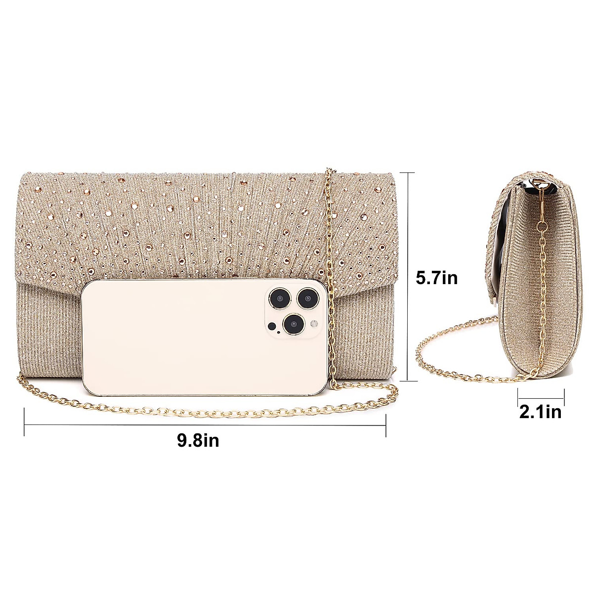 MUDUO Rhinestone Clutch Purses for Women Purses and Handbags Formal Wedding Party Prom Purse Money Bags (Champagne-G)…