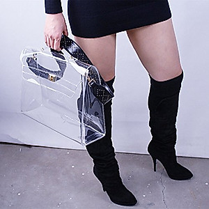 Flada Clear Handbag Purse Stadium Approved Transparent Crossbody Shoulder Bag for Women Clear With Black Strap